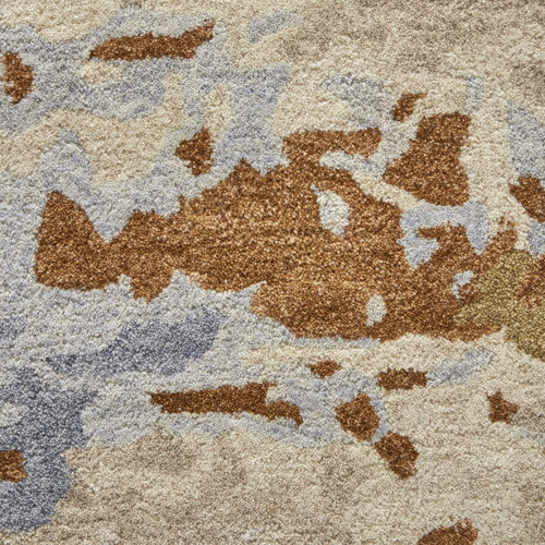 17 Stories Casual Abstract, Ivory/Blue/Brown Area Rug | Wayfair