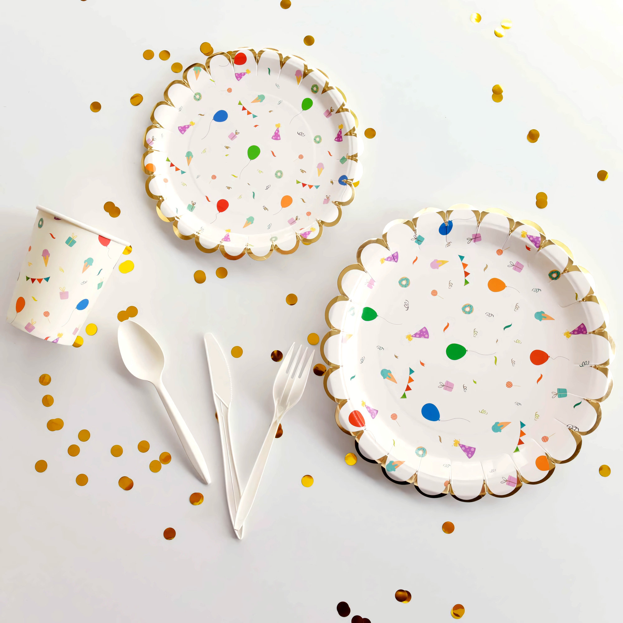 lingfan Disposable Birthday Party Tableware Set: Premium Paper Plates ...