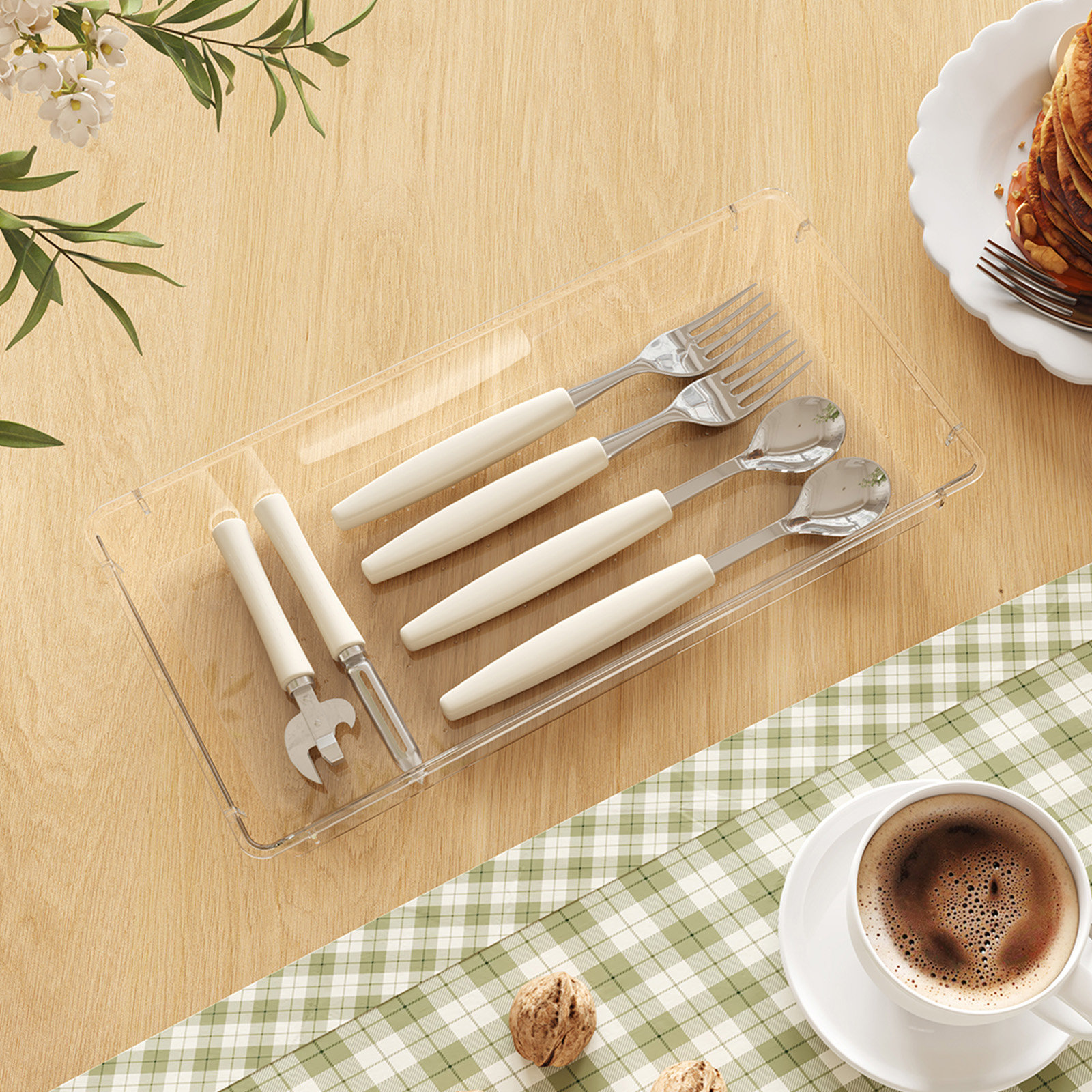 Rebrilliant Silverware Drawer Organizer, 5.75" X 11.65" Clear Utensil ...