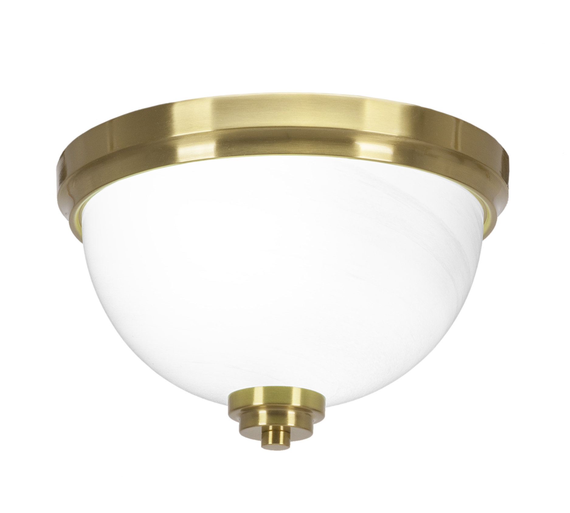 Everly Quinn Flush Mount, Bulbs, Shown With White Marble Glass | Wayfair