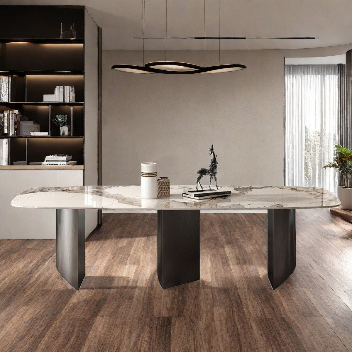 Orren Ellis Modern Rectangular White Rock Slab Dining Table - Wayfair ...