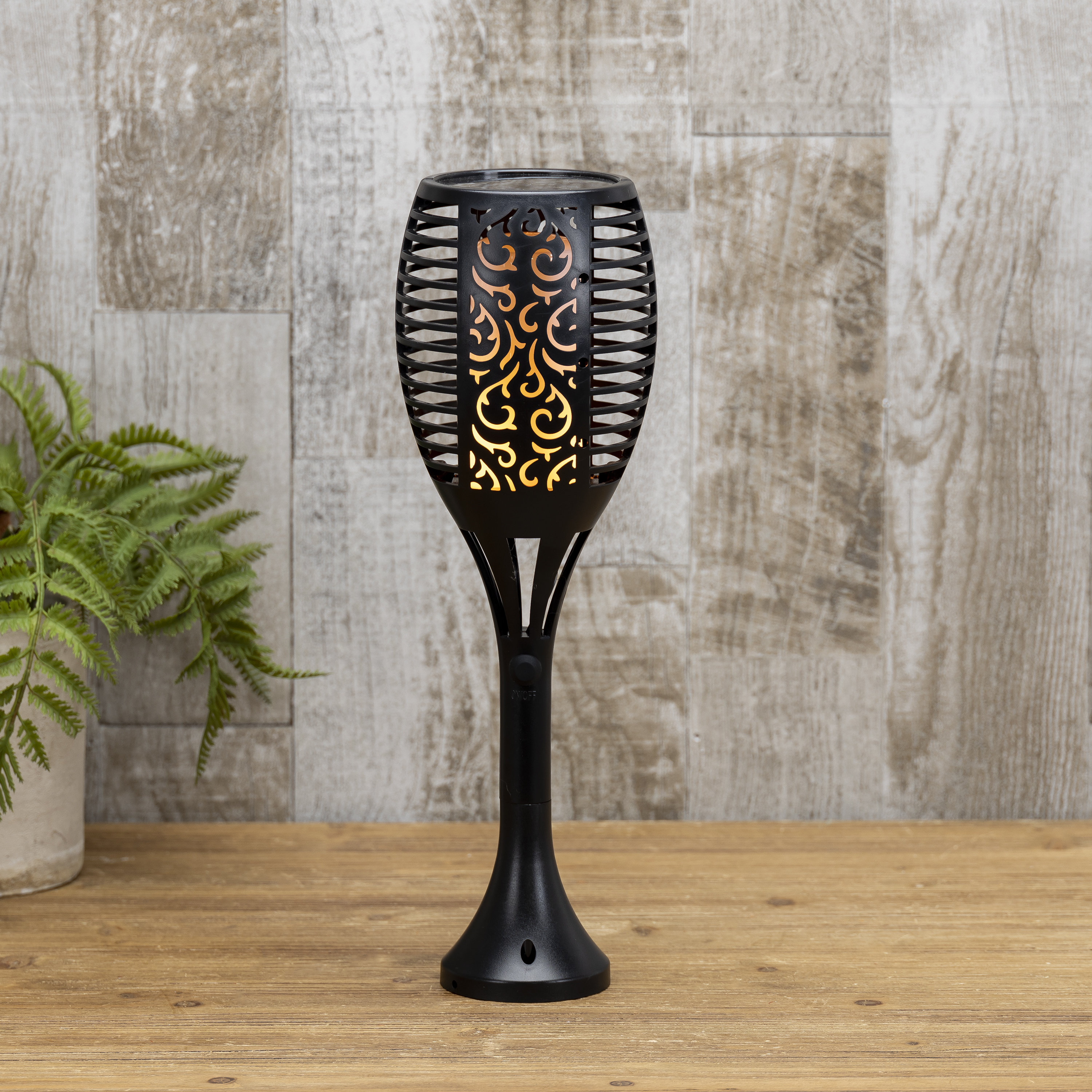 Gerson International 30.7 In. Solar Led Plastic Tiki Torch Lantern ...