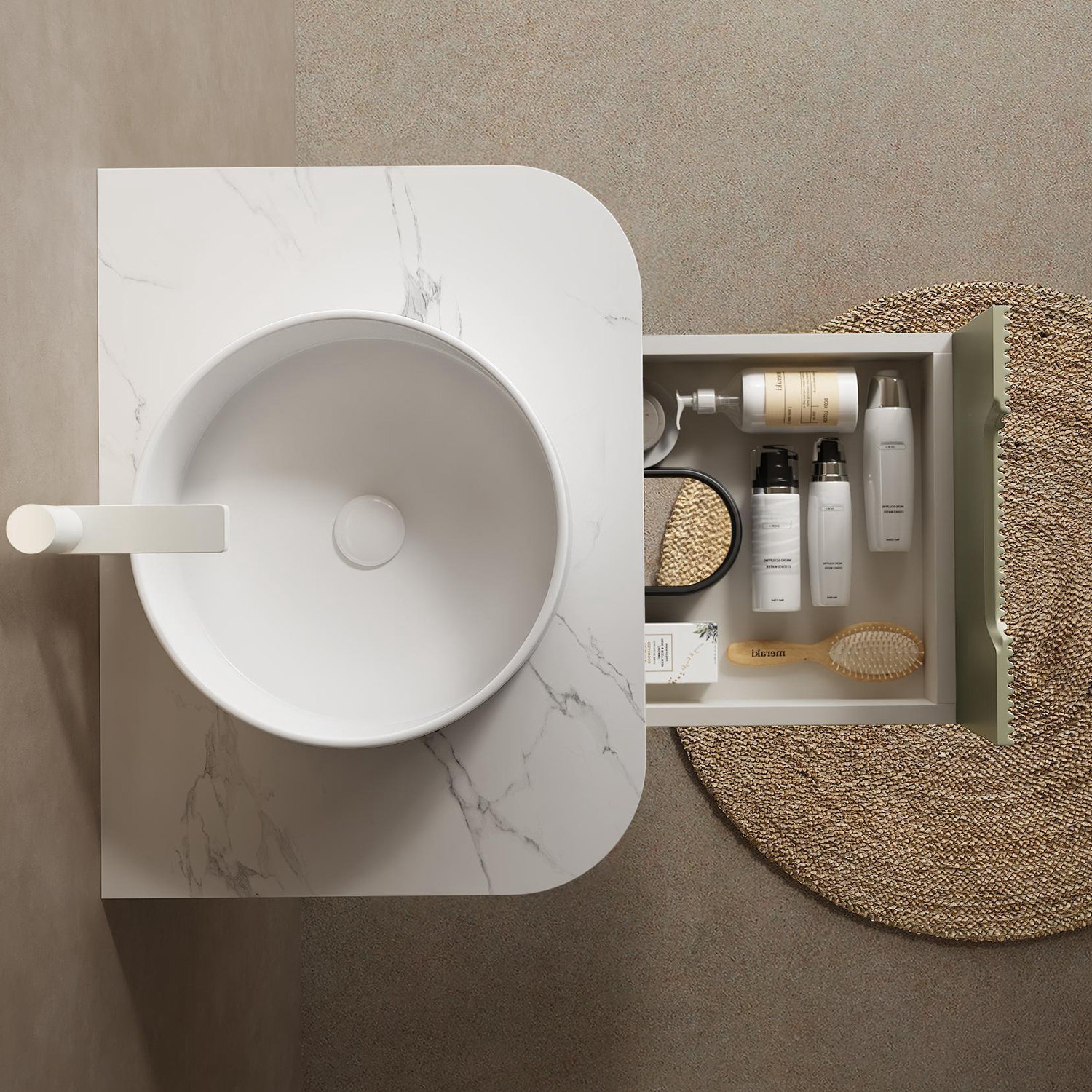Ivy Bronx Staffard Wall-mounted Vanity Unit with Artificial Marble Sink ...