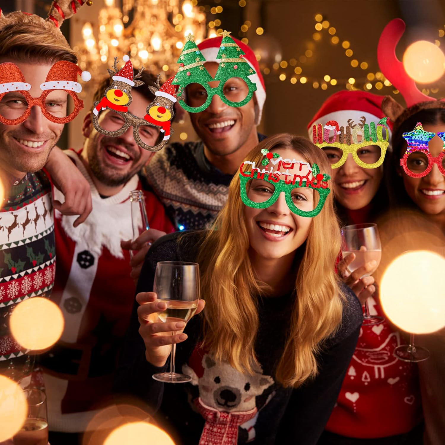 The Holiday Aisle® 24Pcs Christmas Eyeglasses Glitter Party Decorations ...