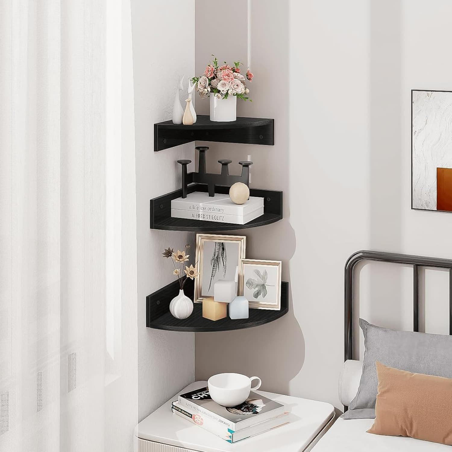 Ophelia & Co. Set of 3 floating corner stands, wall-mounted design with ...