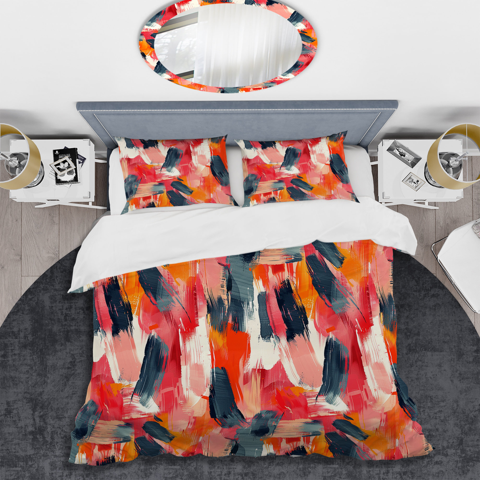 Design Art Red Brush Strokes - Modern Duvet Cover Set - Wayfair Canada