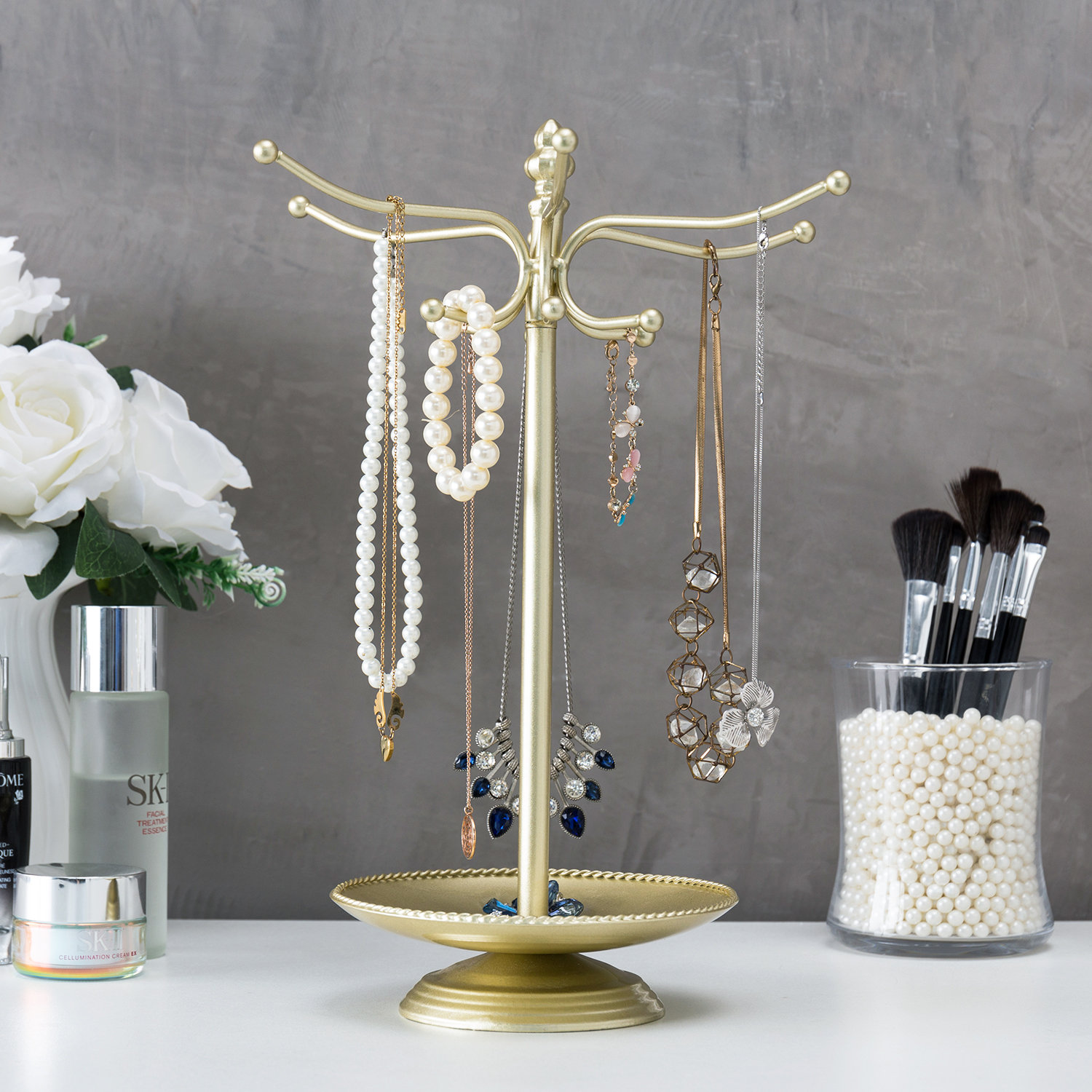 MyGift Metal 12-Hook Organizer Jewelry Stand & Reviews | Wayfair