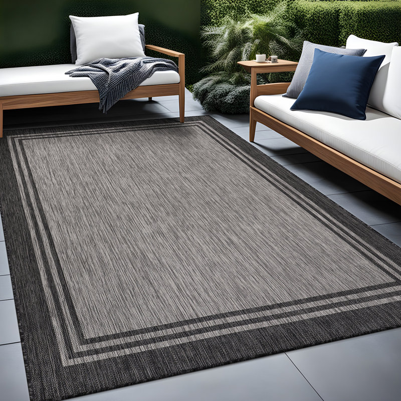 Wade Logan® Waikiki Gray/Dark Gray Indoor/Outdoor Rug & Reviews | Wayfair