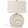 Bayou Breeze Rattan Table Lamp With Linen Fabric Shade - 21.5 Inch Tall ...