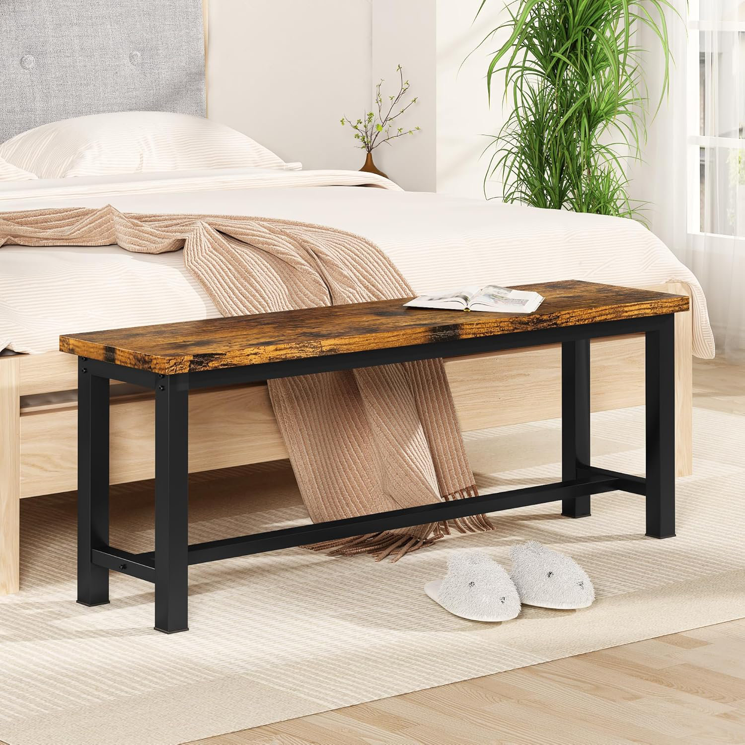 17 Stories Shirae 39 Inch Table Benches Pair of 2 Benches Industrial ...