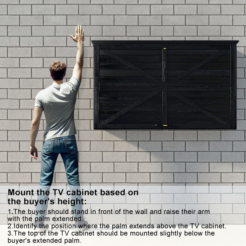 GDLF Outdoor TV Enclosure Solid Wood TV Cover 55 Inch Weatherproof with ...