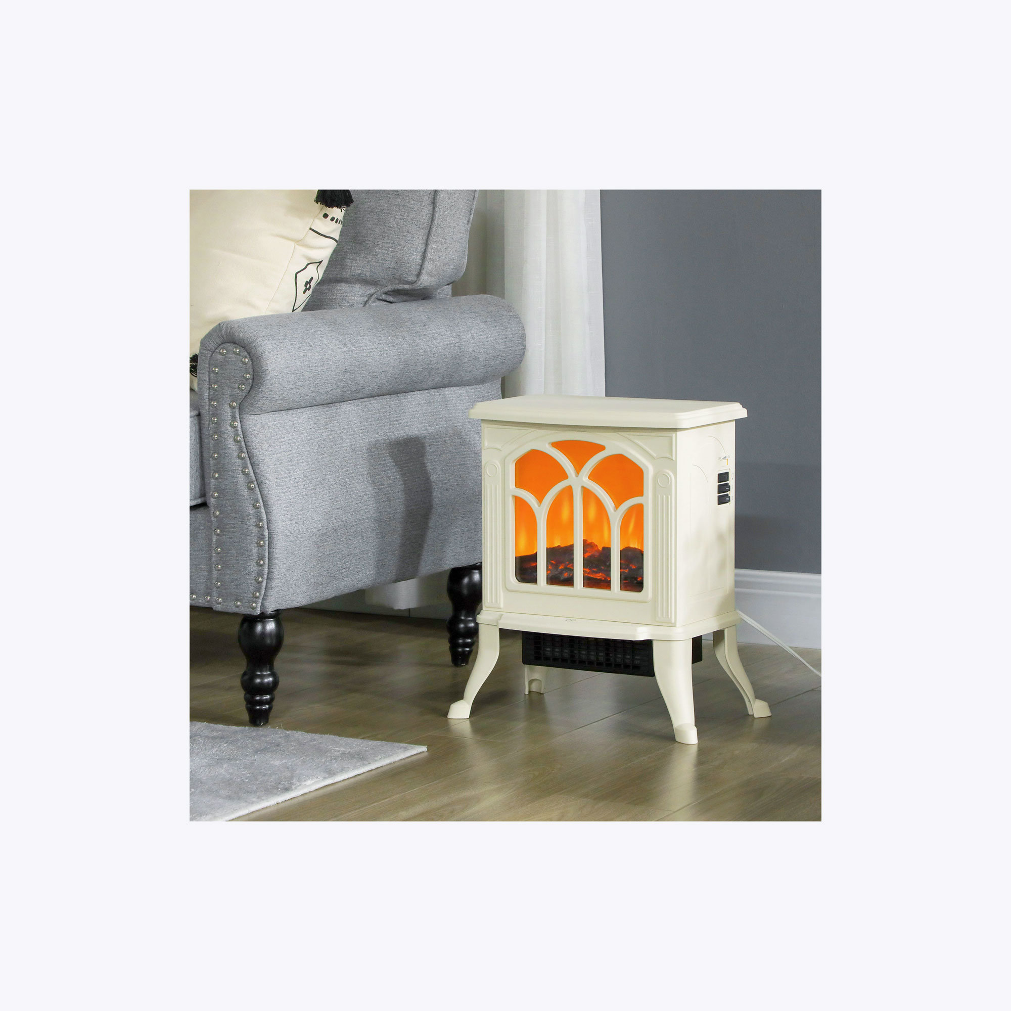 Charlton Home HOMCOM 17" Freestanding Electric Fireplace Stove, Fire ...