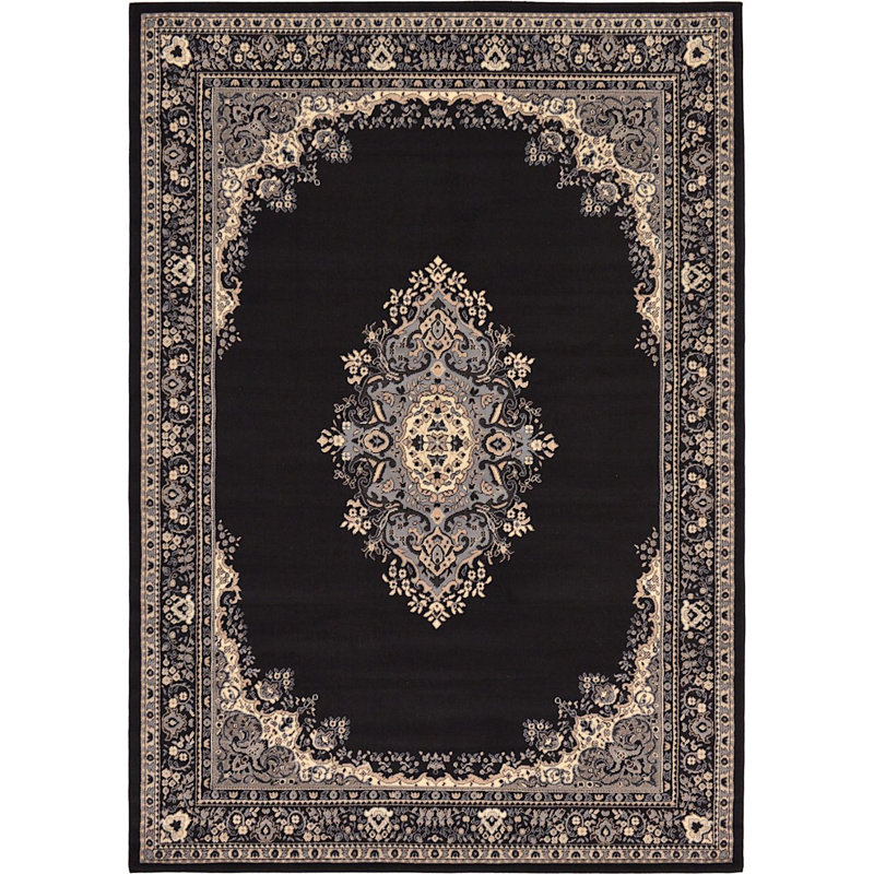 World Menagerie Balthrop Oriental Black Area Rug & Reviews | Wayfair