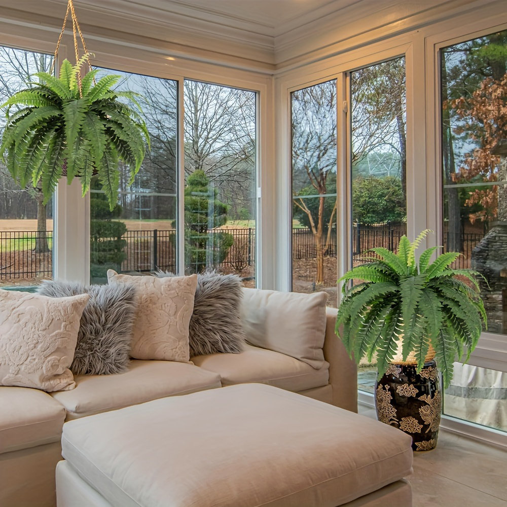 Primrue 2 Pieces Artificial Boston Fern Shrub Plants for Decorating ...