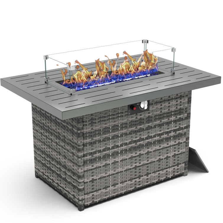 LayinSun Alturas 44" Propane Gas Fire Pit Table, 55000 Btu Rectangular ...