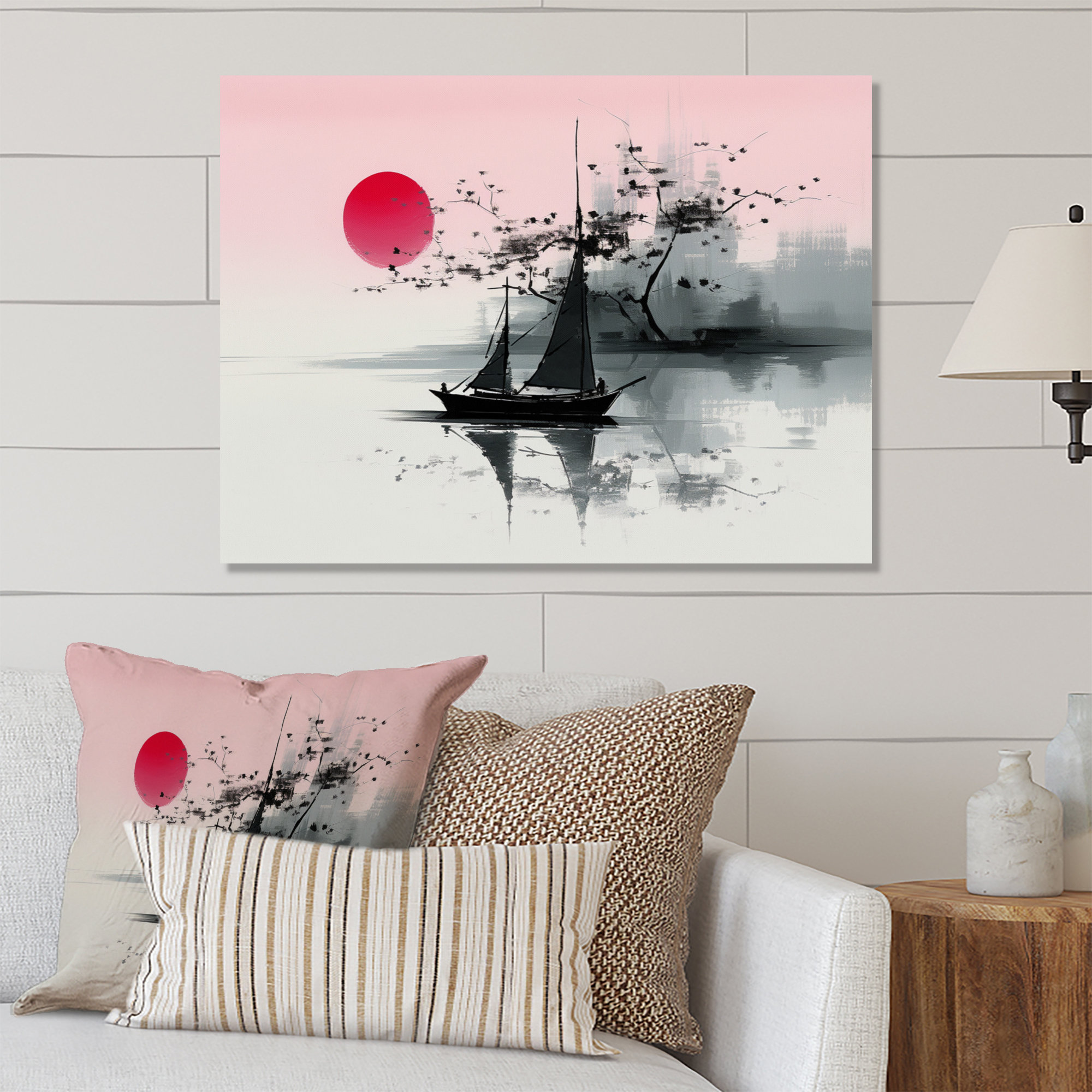 Latitude Run® Asian Art Sailboat Sumi I - Asian Metal Wall Decor ...