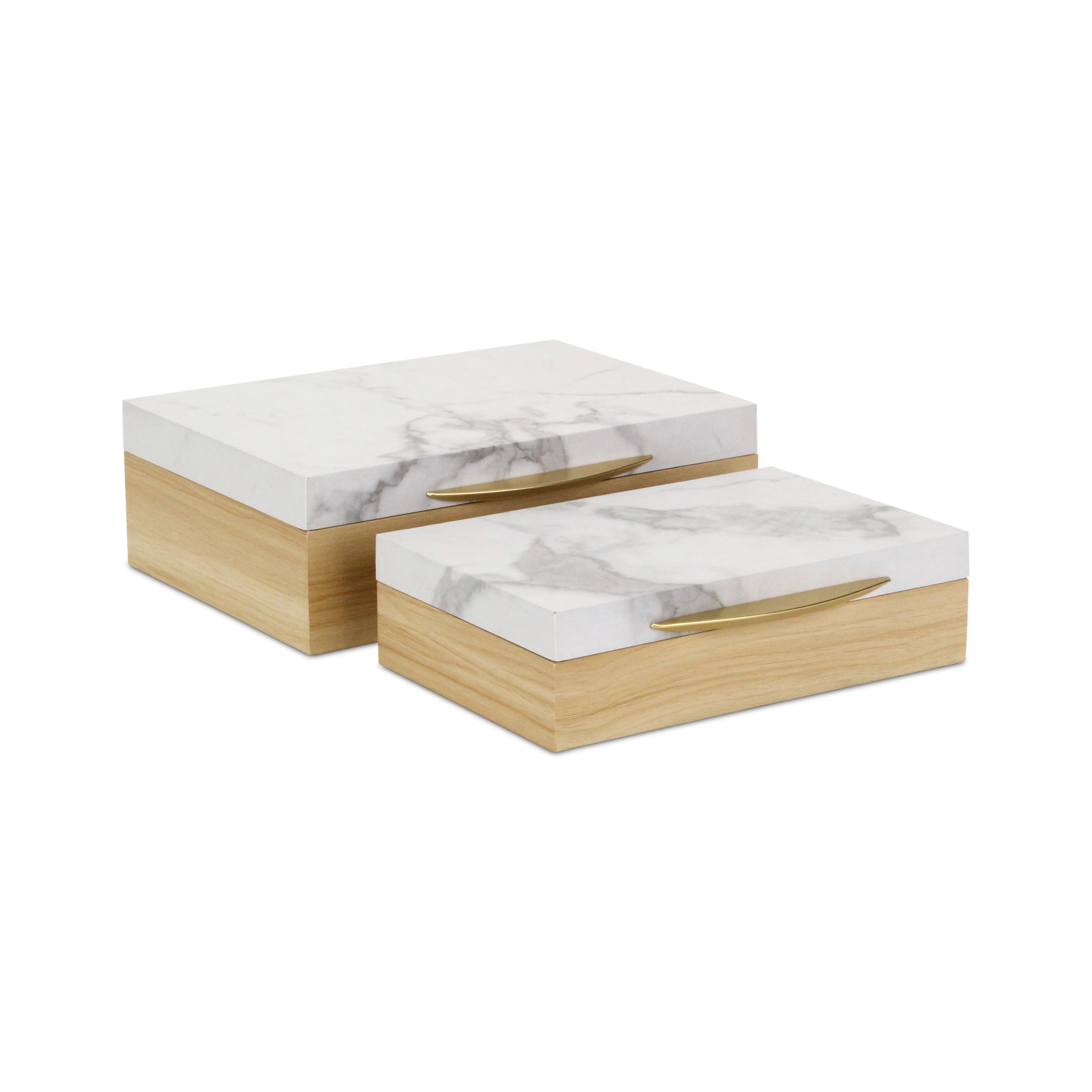 Cheungs Marveo Wood and Faux Marble Box Set | Wayfair