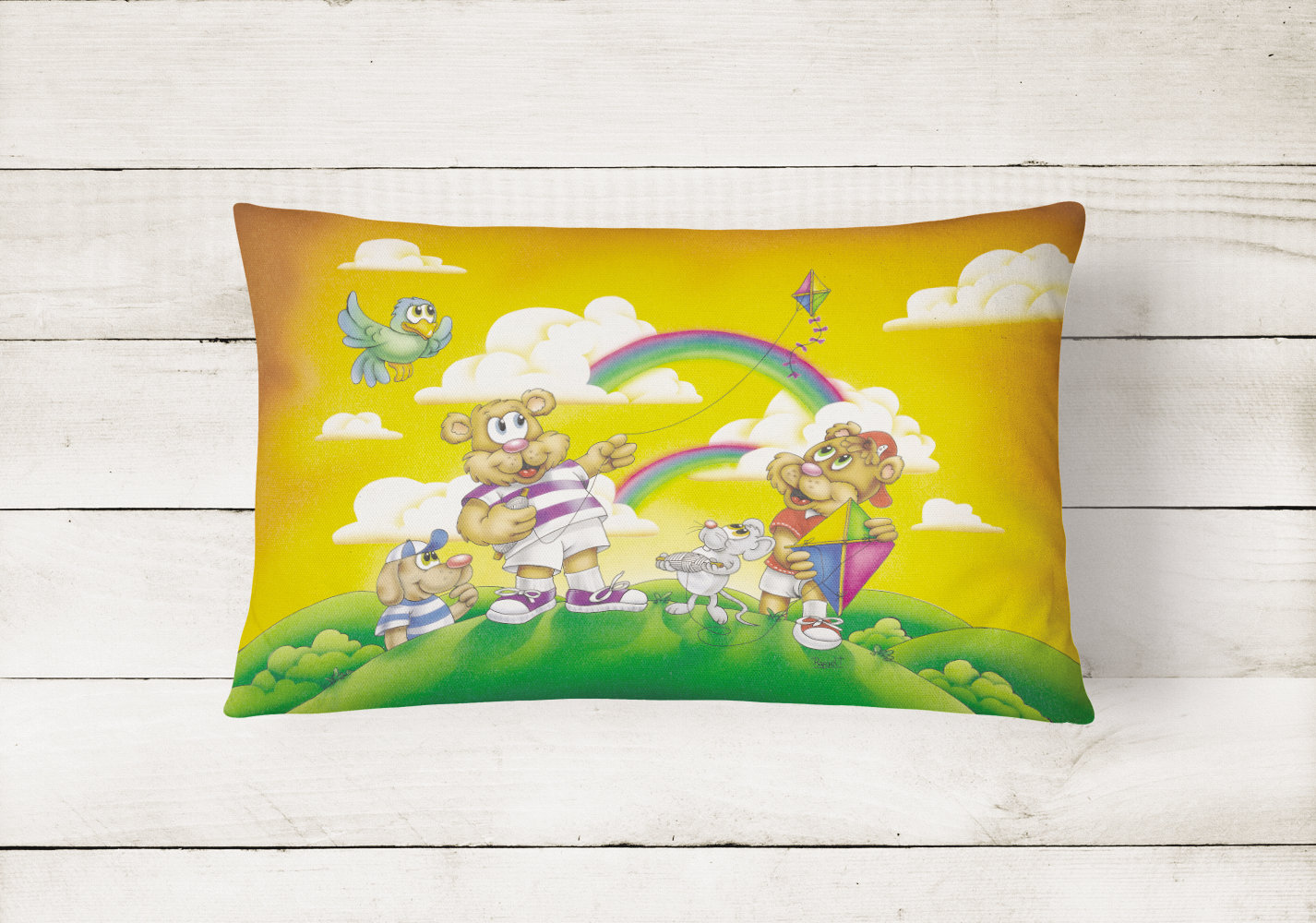 Caroline's Treasures Bears Flying a Kite Fabric Indoor/Outdoor Throw ...