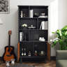 Ivy Bronx Bookcase With Cabinet, Bookshelf With Doors, Black&Honey ...