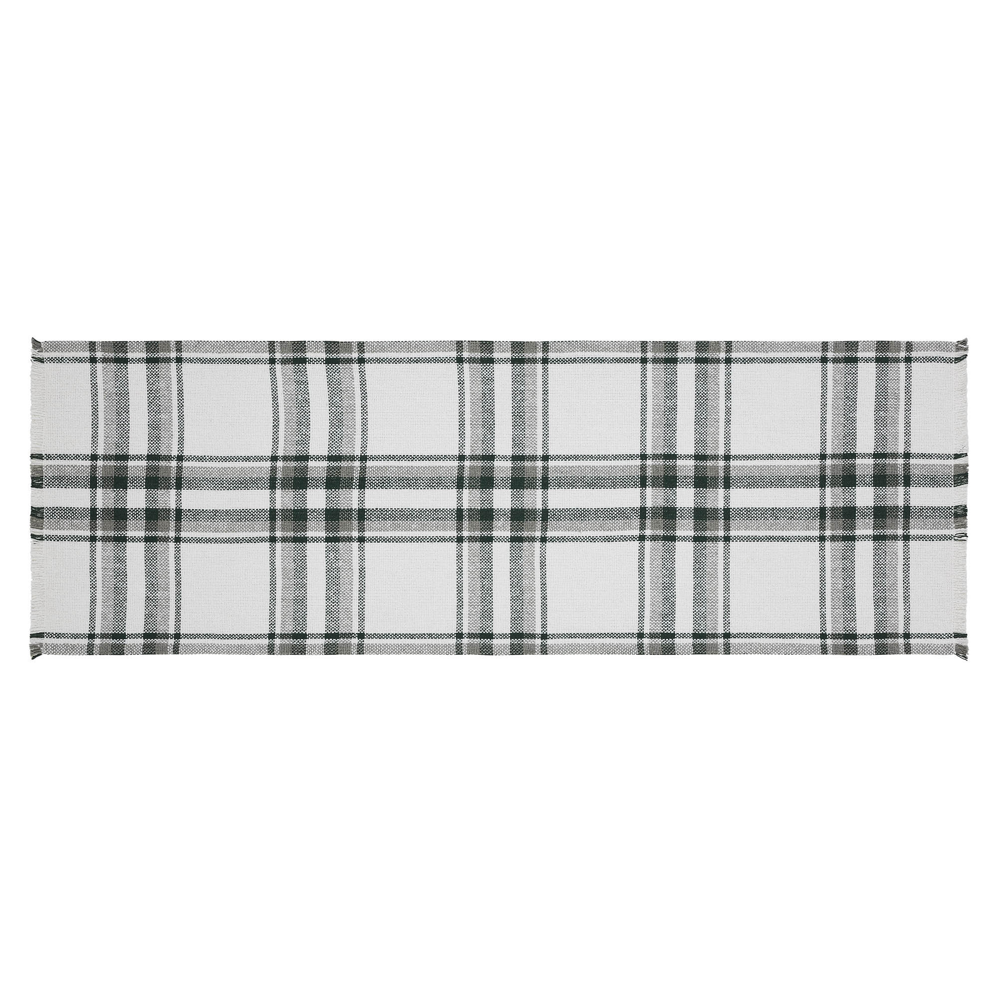 Gracie Oaks Wierd Plaid Green White Runner Fringed 12x60 - Wayfair Canada