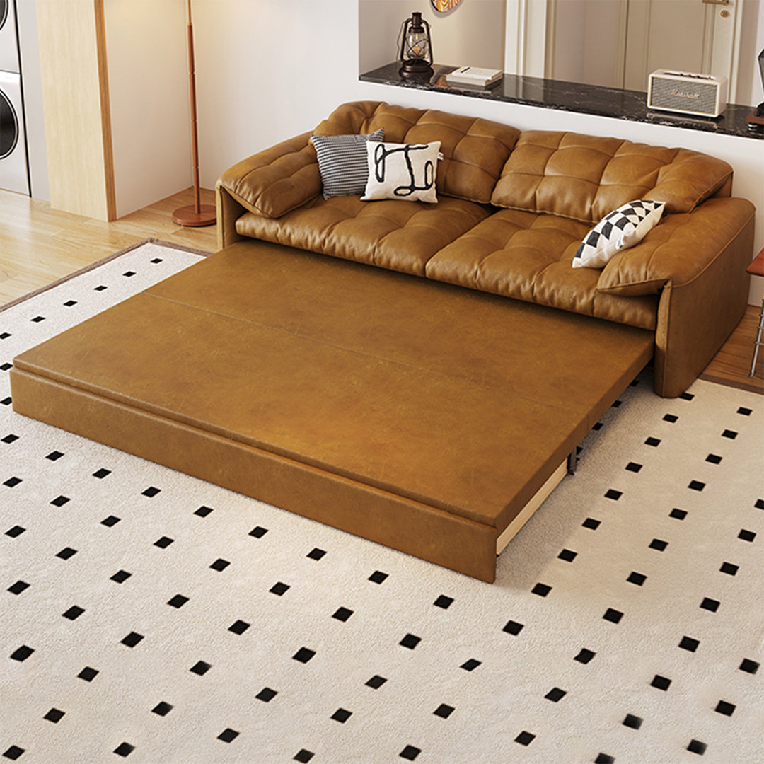 Corrigan Studio® Caramel color Genuine Leather Standard Sofa bed ...
