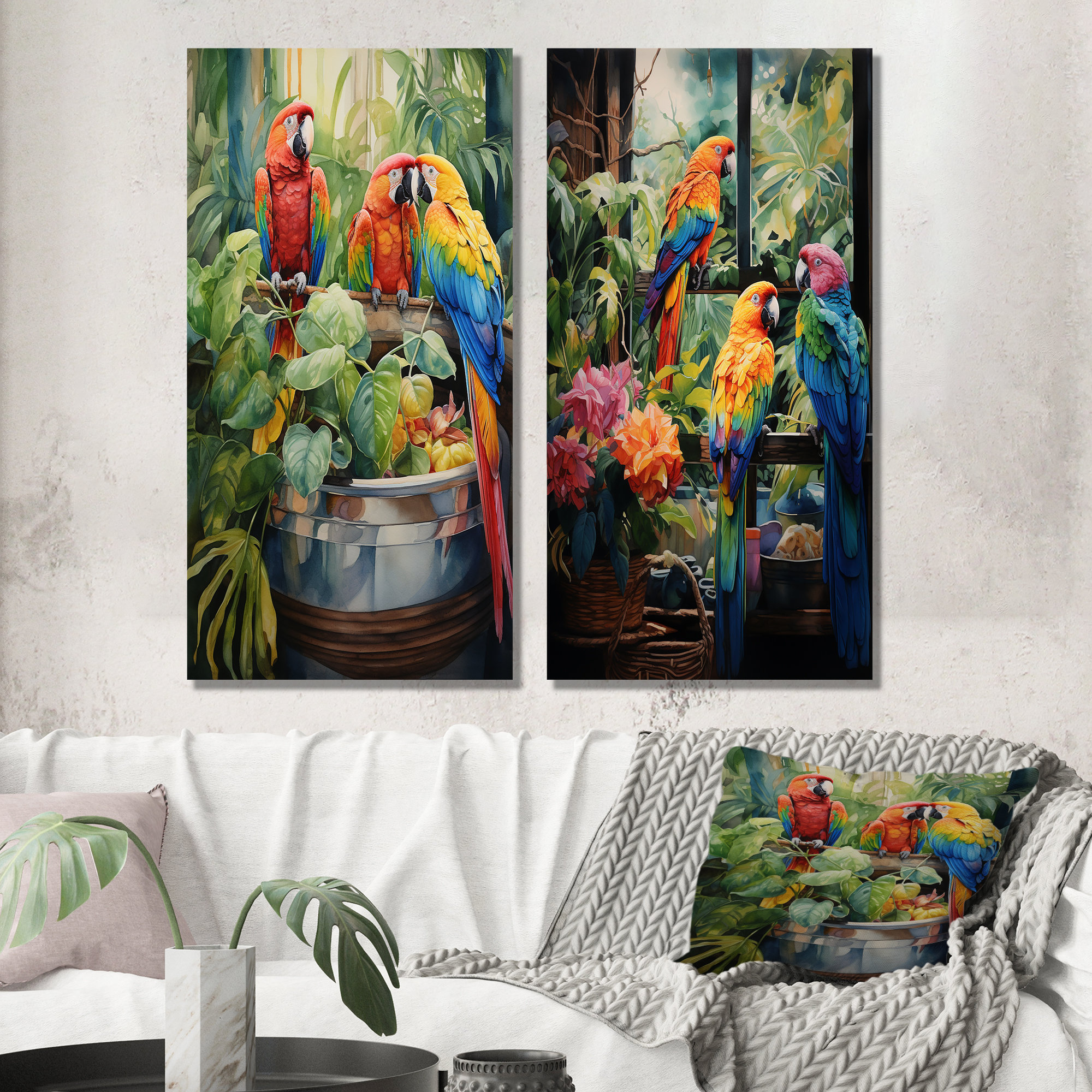Bay Isle Home™ Red Parrot Jungle Paradise I - Parrot Metal Wall Decor ...