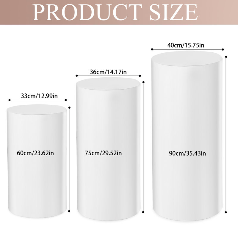 Orren Ellis Pedestal Stand,Cylinder Pedestal Stands, White Round ...