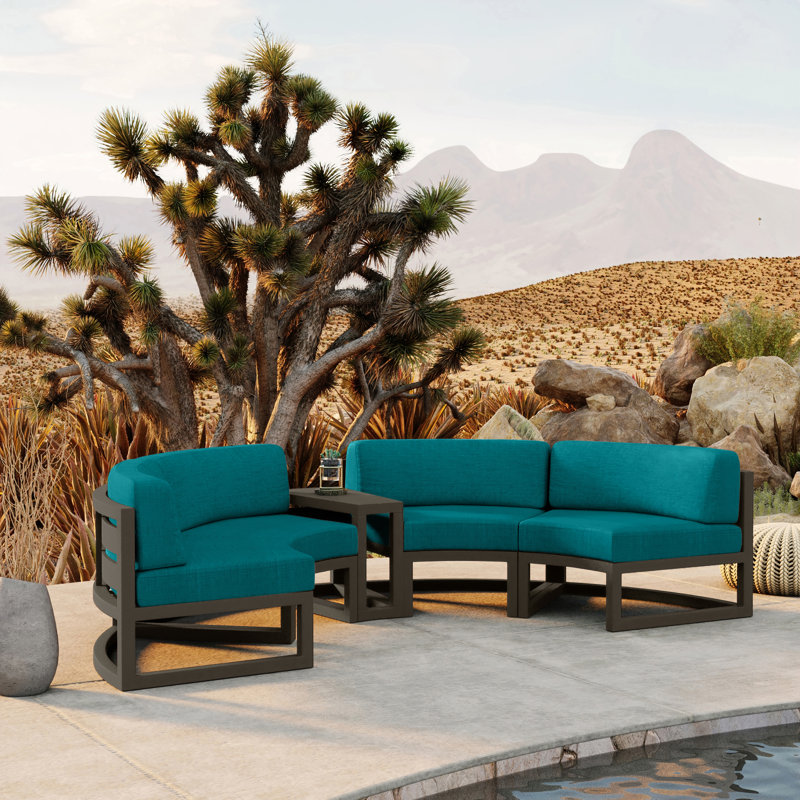 Joss & Main Bergeron Outdoor Curved Patio Sectional with Sunbrella ...
