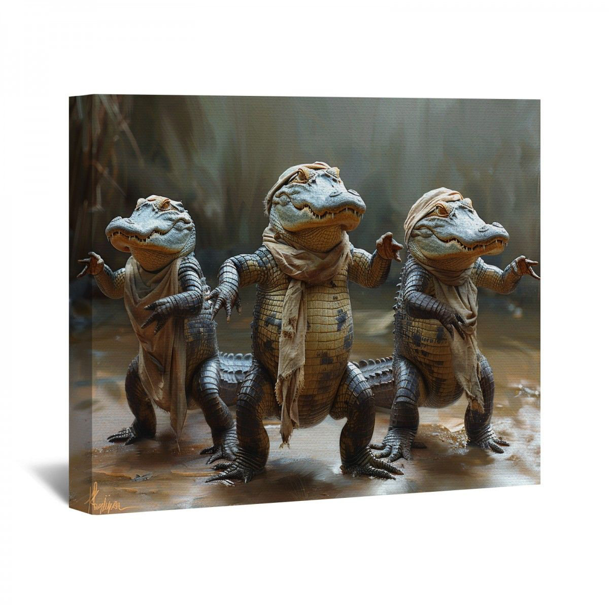 Red Barrel Studio® Alligator Trio Framed On Canvas Print | Wayfair