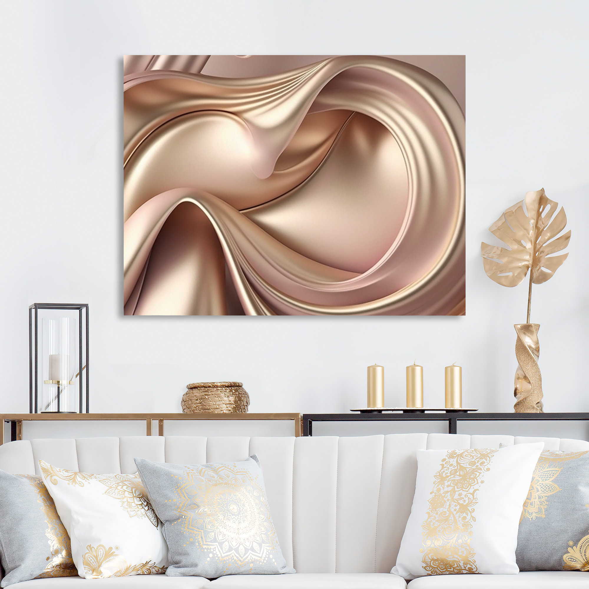 Ivy Bronx Luscious Liquid Gold In Subdued Pink And Taupe VI - Print ...