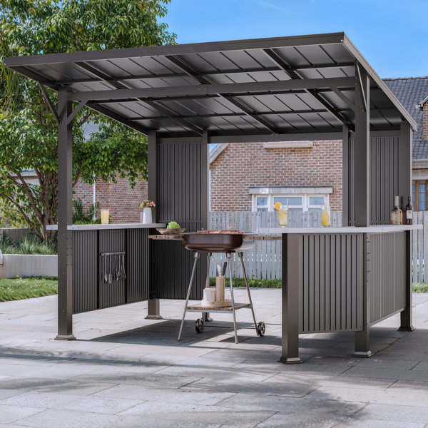 Haxvin Modern Iron Courtyard Gazebo with Adjustable Countertop and ...