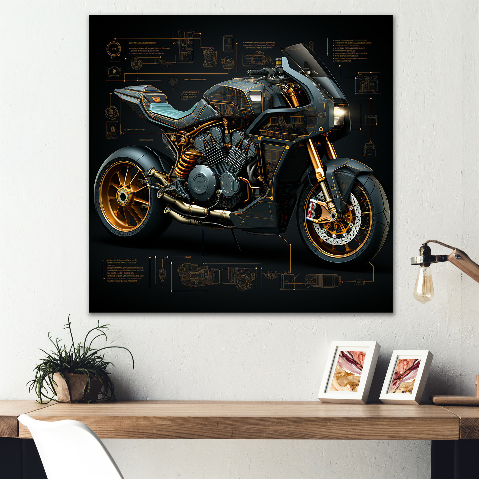Design Art Classic Lavish Motorcycle On Canvas Print | Wayfair