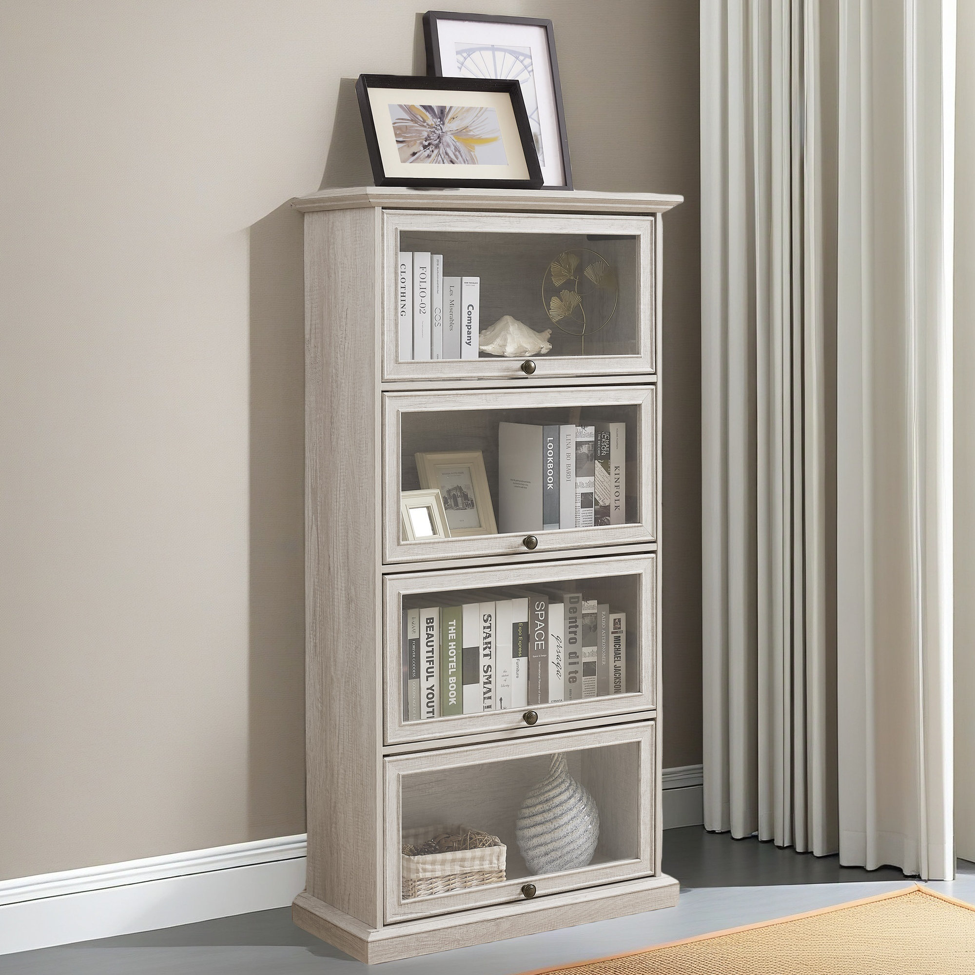 Magiccactus Glass Display Cabinet 4 Tier Glass Display Cabinet Storage ...