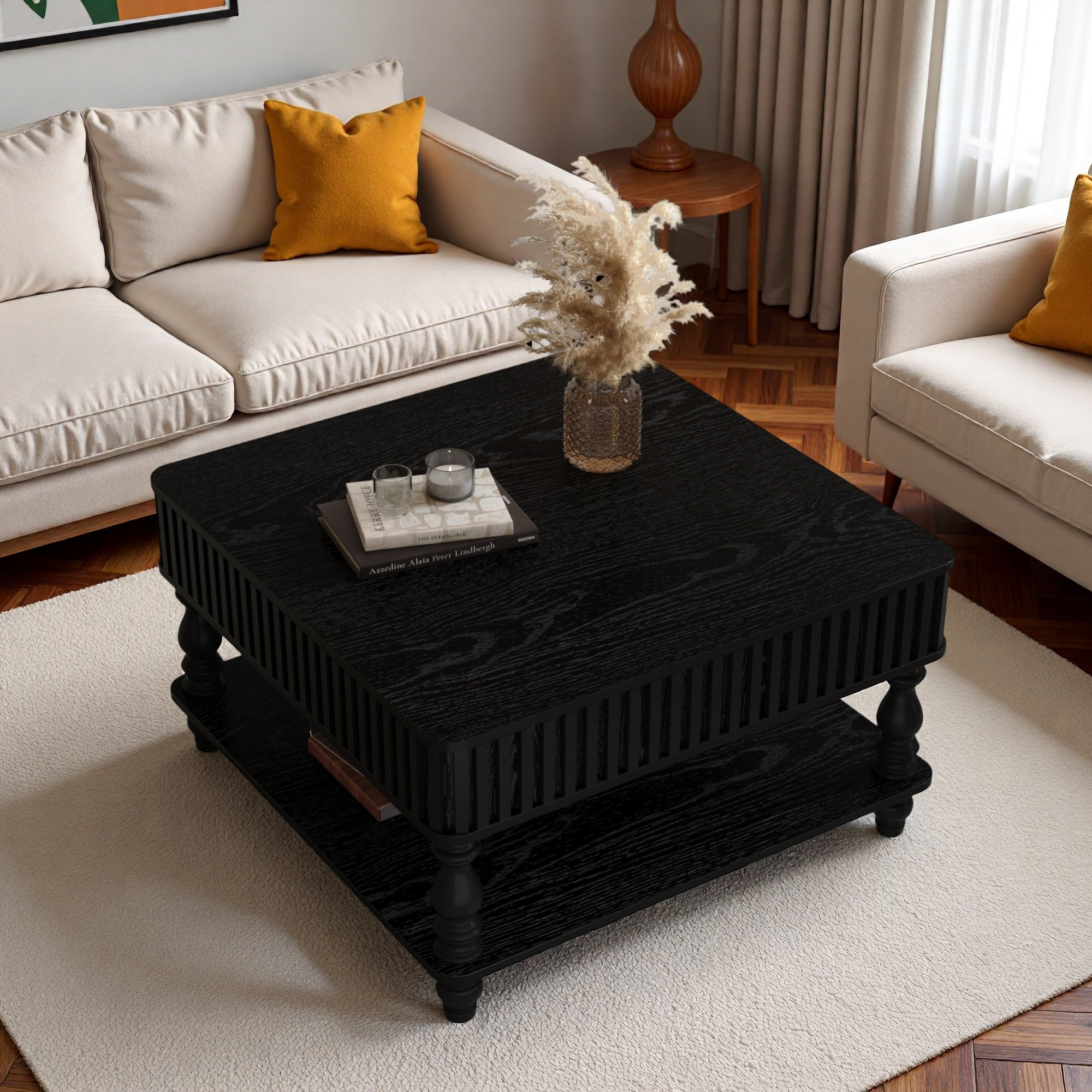 Alcott Hill Square Fluted Lift-top Coffee Table With Hidden Storage ...