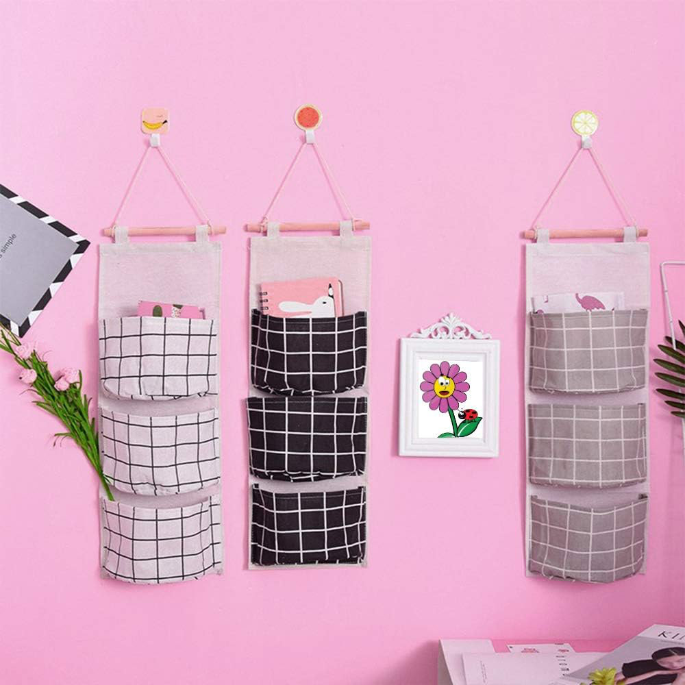 Latitude Run® 3Pcs Wall Closet Hanging Storage Bag, Premium Linen ...