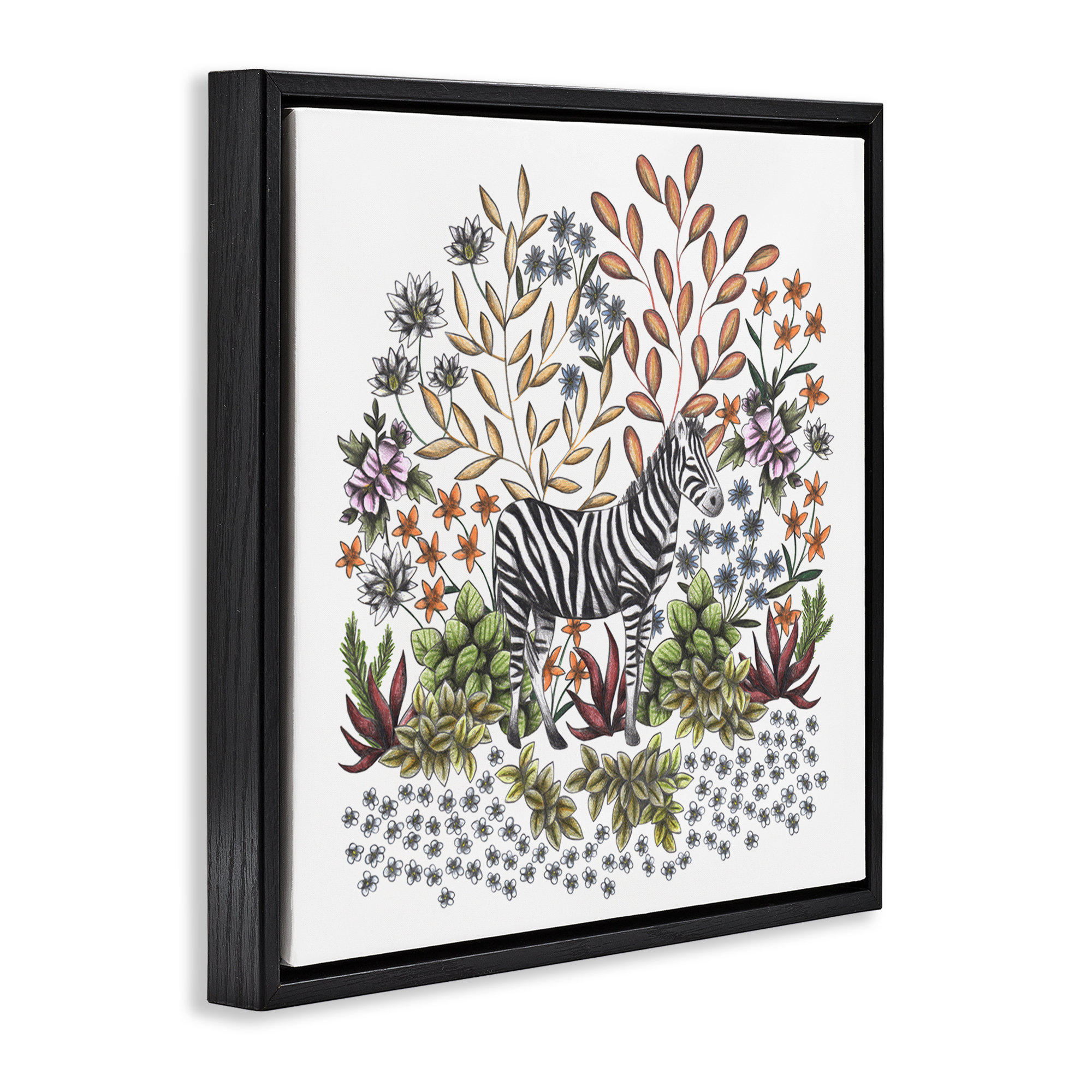 Dakota Fields Jungle Wildlife Zebra Floating Frame, design by Cecilia ...