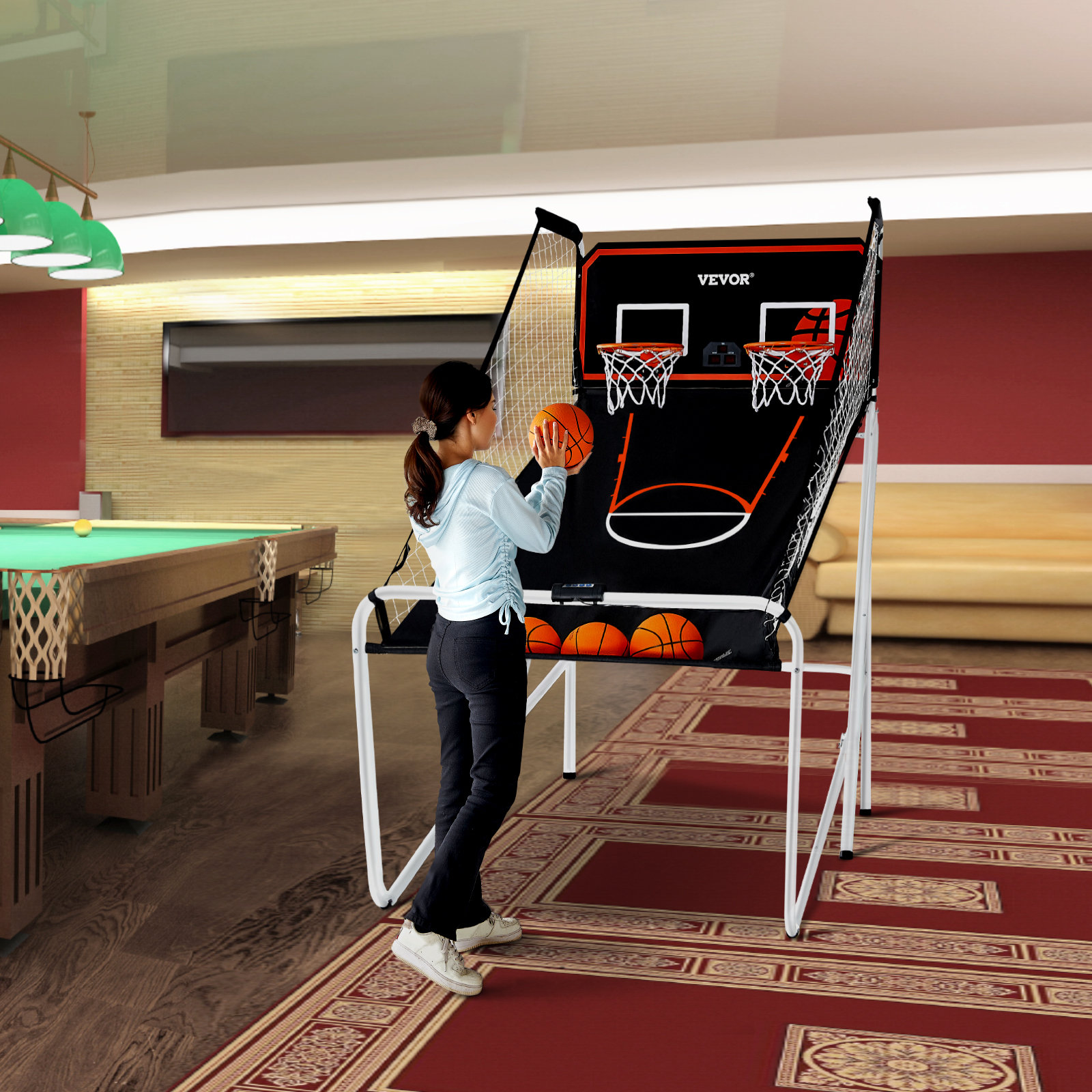 VEVOR Foldable Basketball Arcade Game, 2 Player Indoor Basketball Game ...