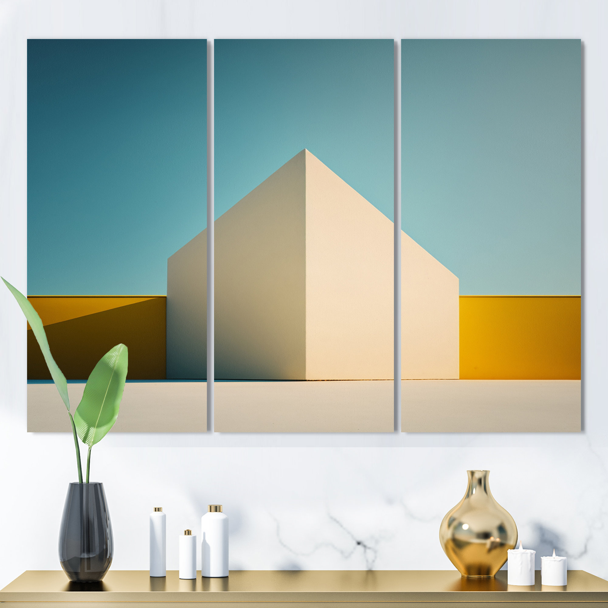 Design Art Reality of Essential Shapes IV - 3 Piece Print on Canvas ...