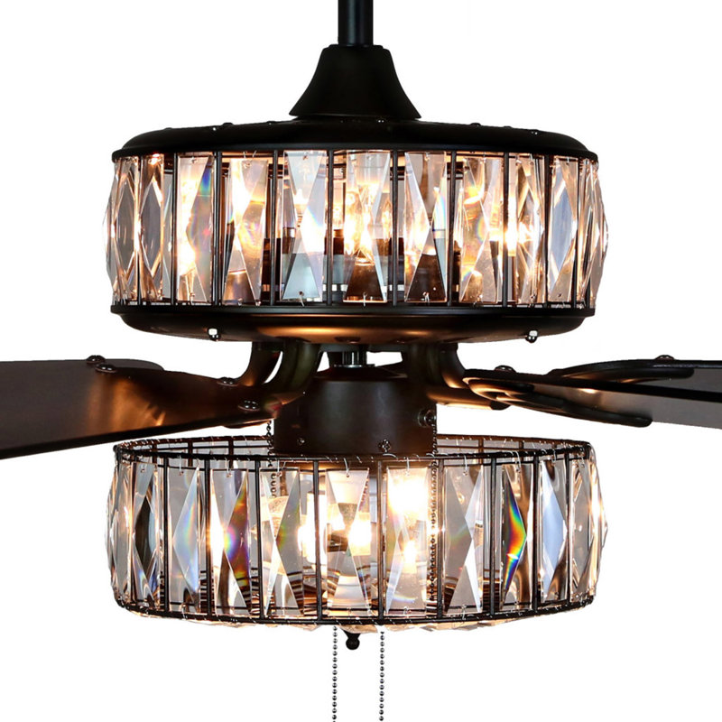 Kelly Clarkson Home Demonbreun 52"W LED Clear Crystal Ceiling Fan with ...