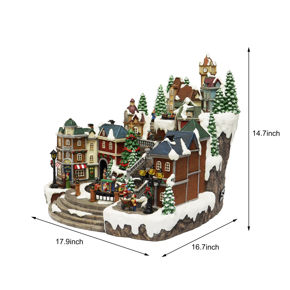 Moments in Time 14.8“H Animated Village Town (Moving Train & Tree ...