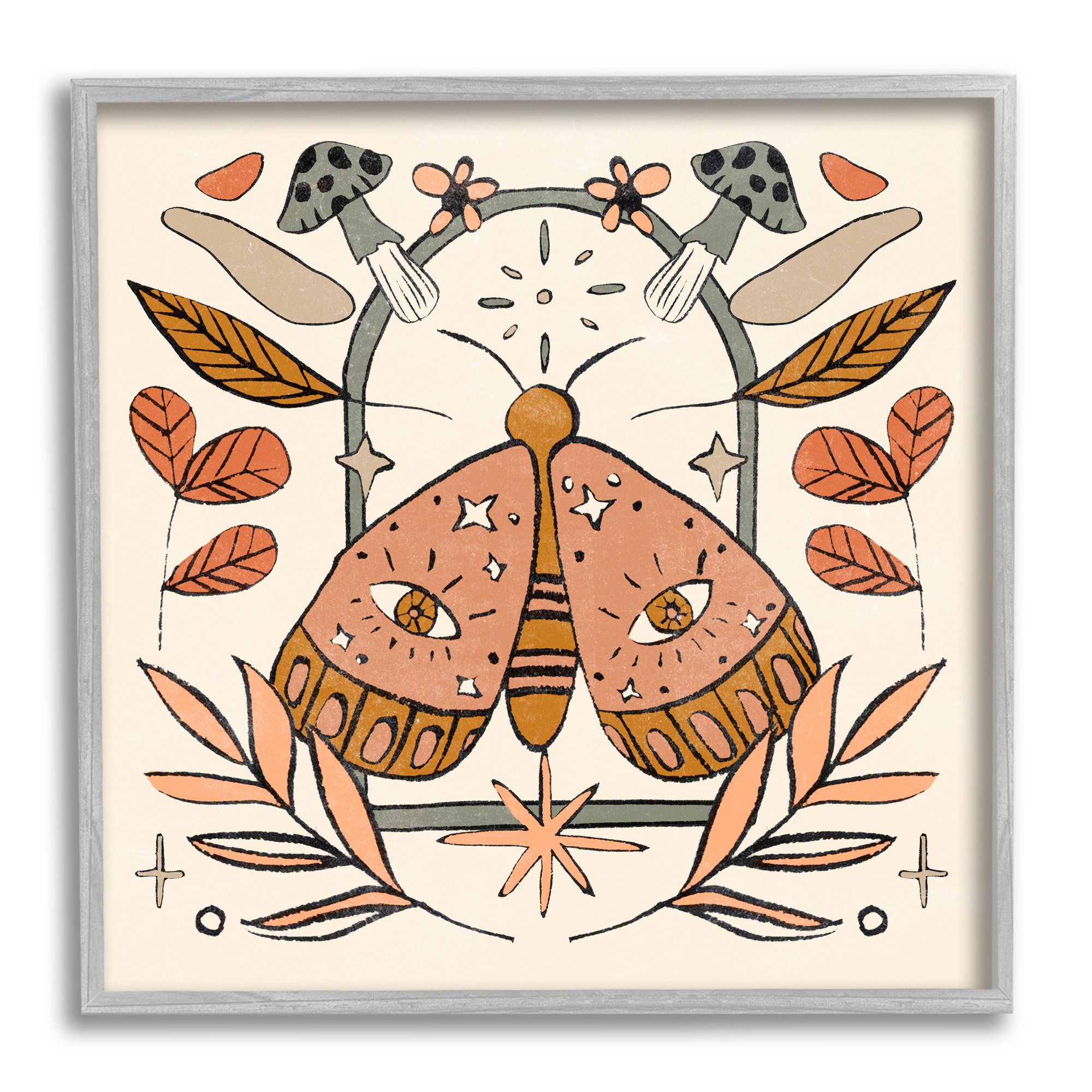 Stupell Industries Cottagecore Moth And Mushrooms On Wood by Melissa ...