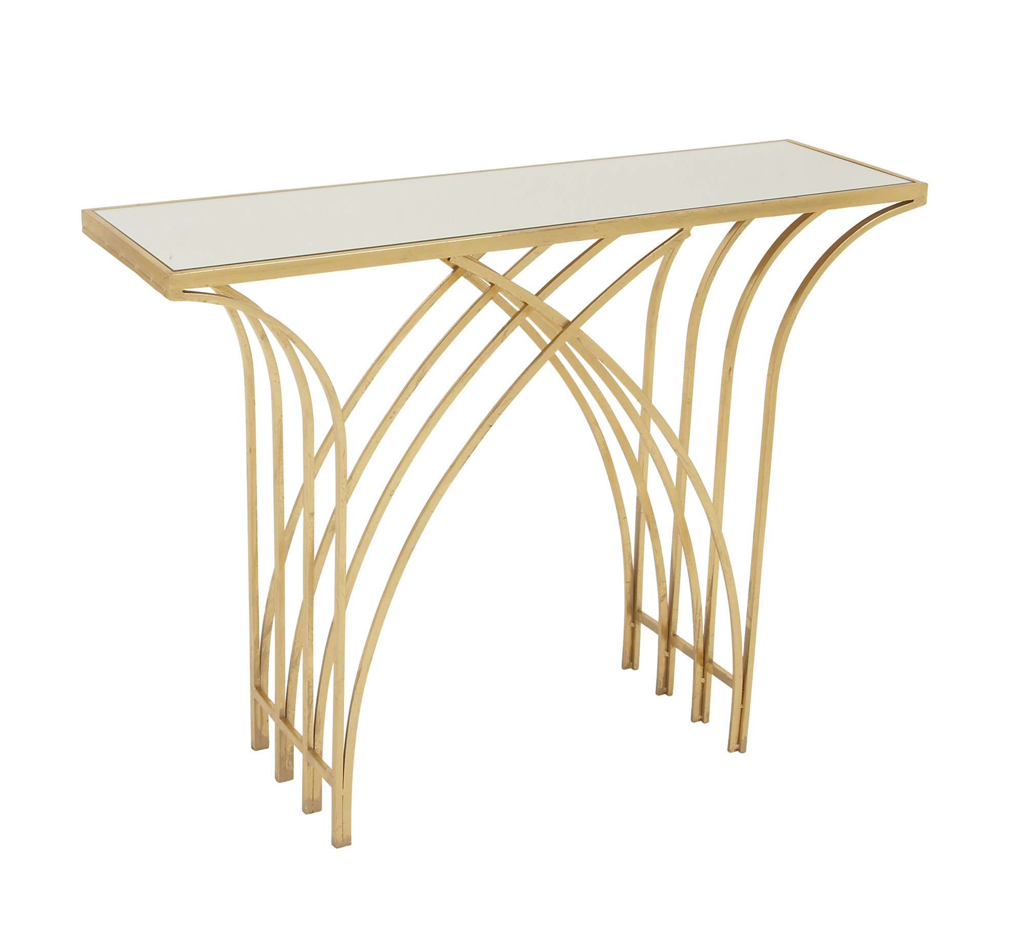 Mercer41 Derbyshire Metal Geometric Gold Console Table with Mirrored ...