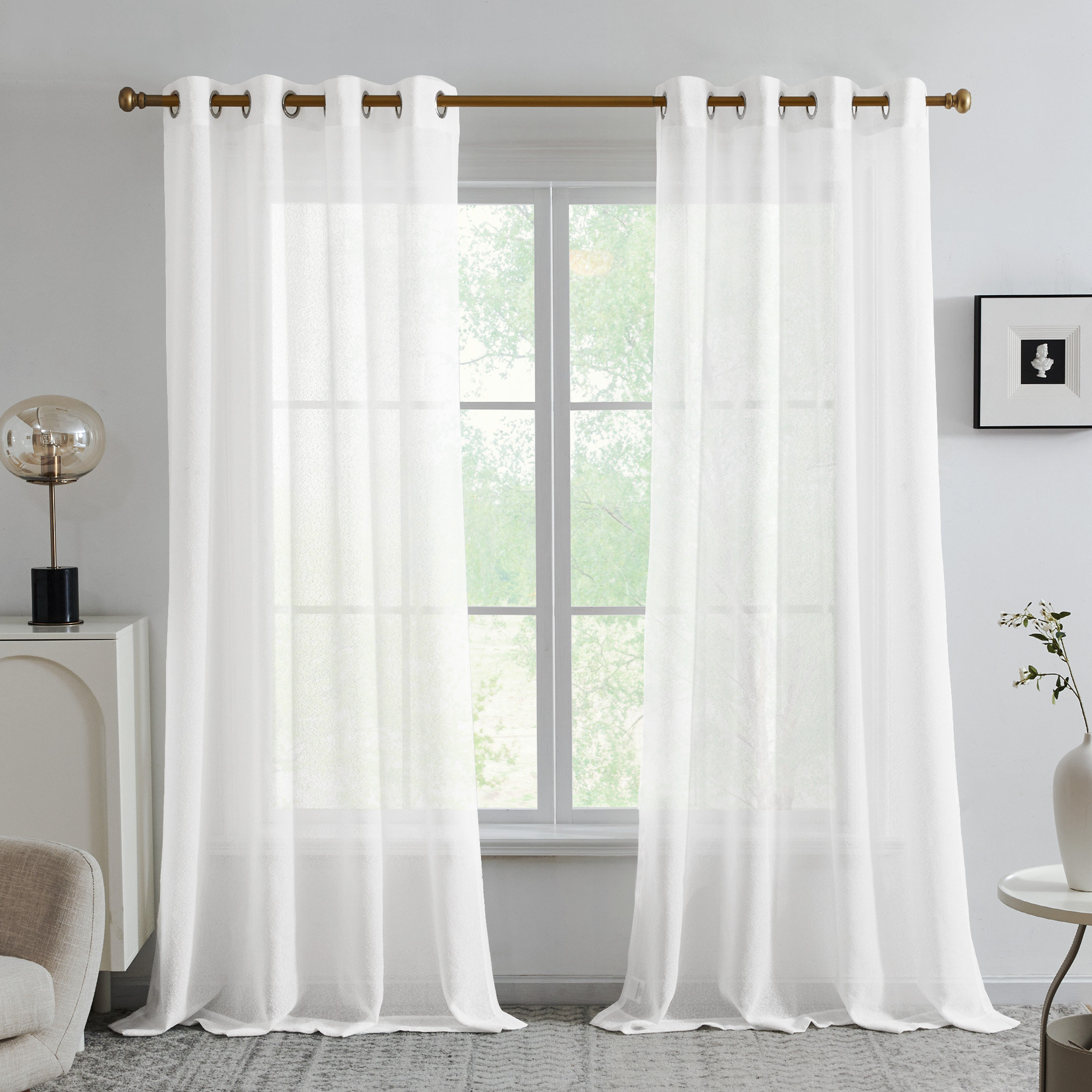 Ebern Designs Light & Airy Privacy Semi Sheer Grommet Curtains (Set Of ...