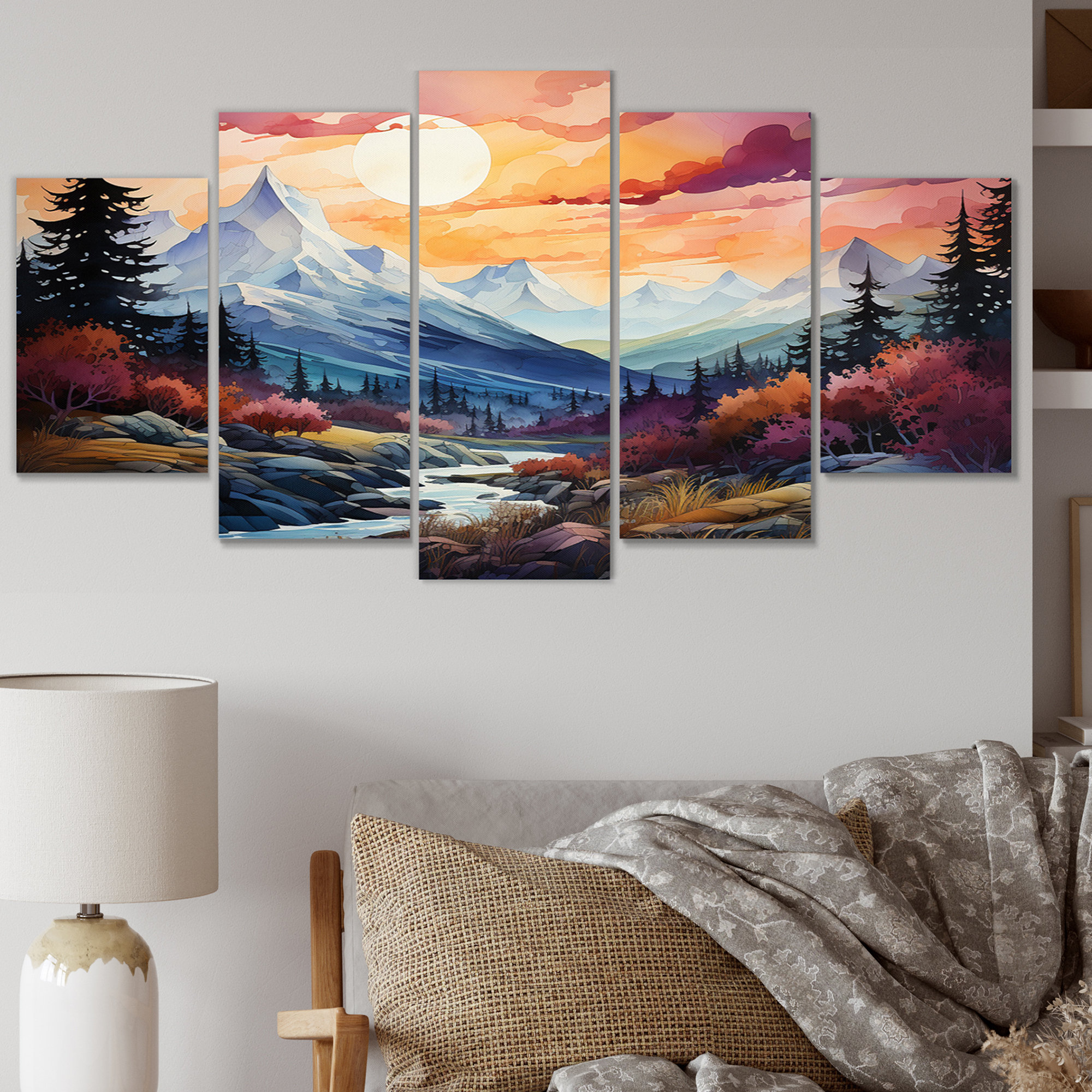 Millwood Pines 'Mountains Majestic Peaks Pointillism II - Landscapes ...