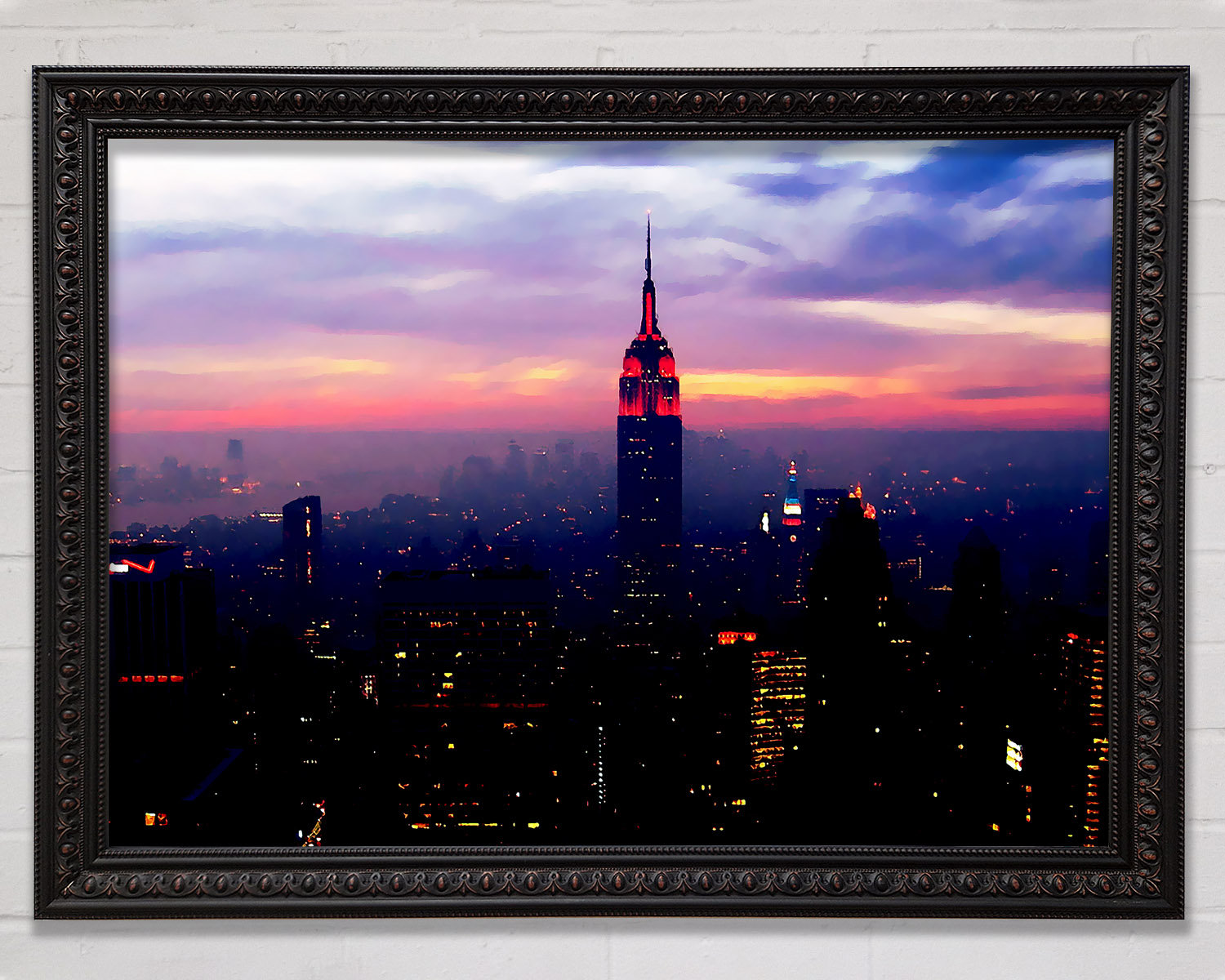 Ebern Designs New York Empire State Pink Glow - Print | Wayfair.co.uk