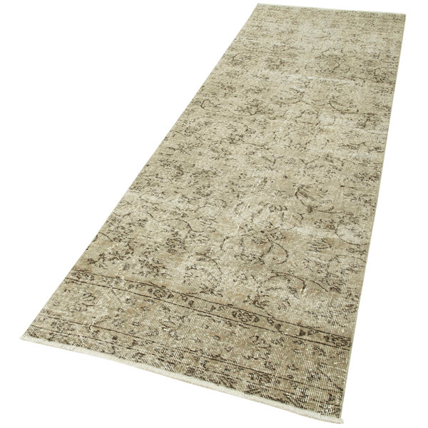 Hargun Vintage Hand Woven Hand Knotted 90 X 292 Beige Area Rug ...