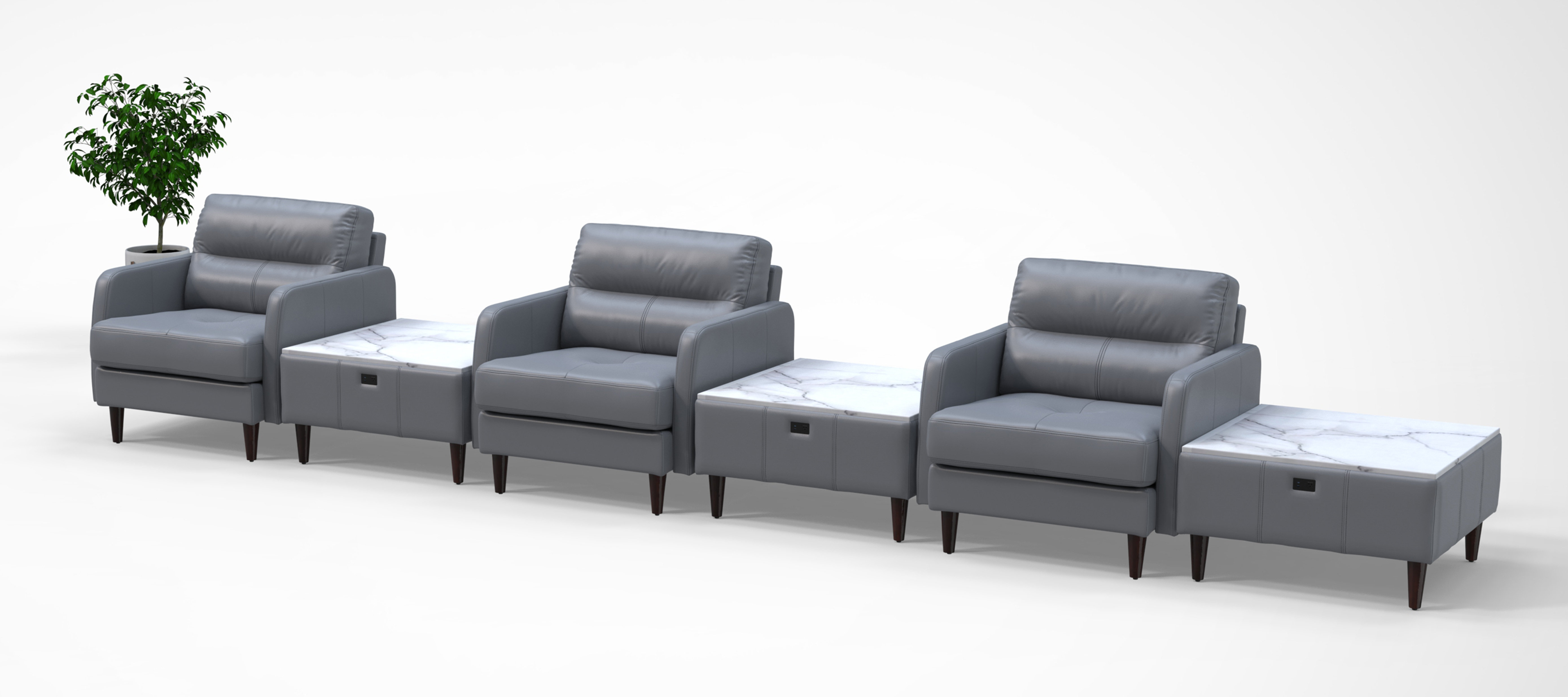 Reunion 3 Person Waiting Room Reception Chairs with Charging Tables Set ...