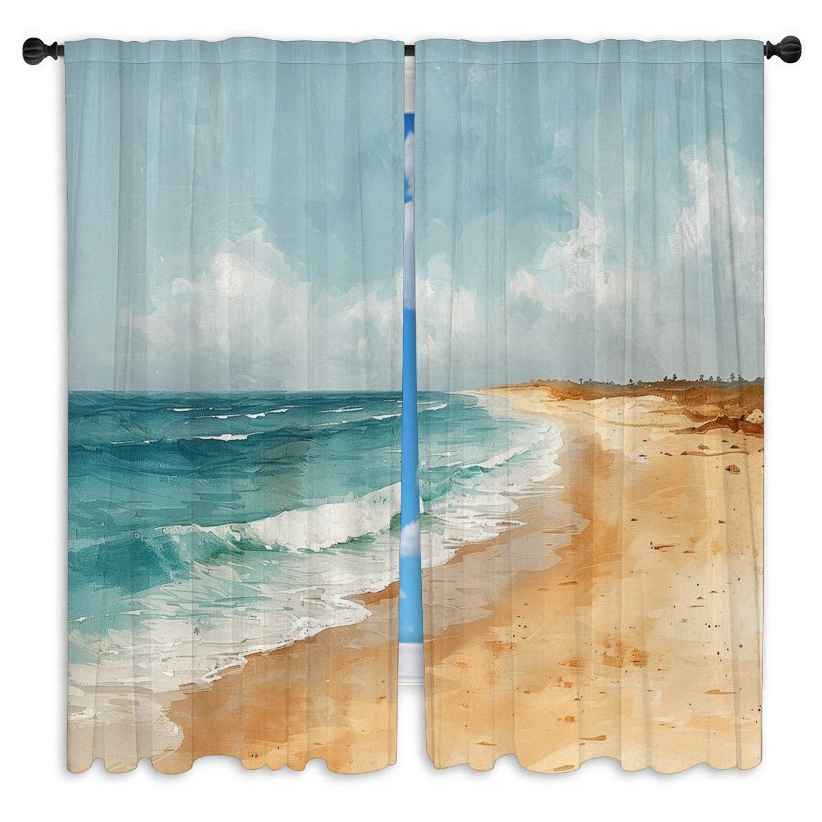 Wildon Home® Seaside Window Curtains Landscape Coastal View Drapes - 2 ...