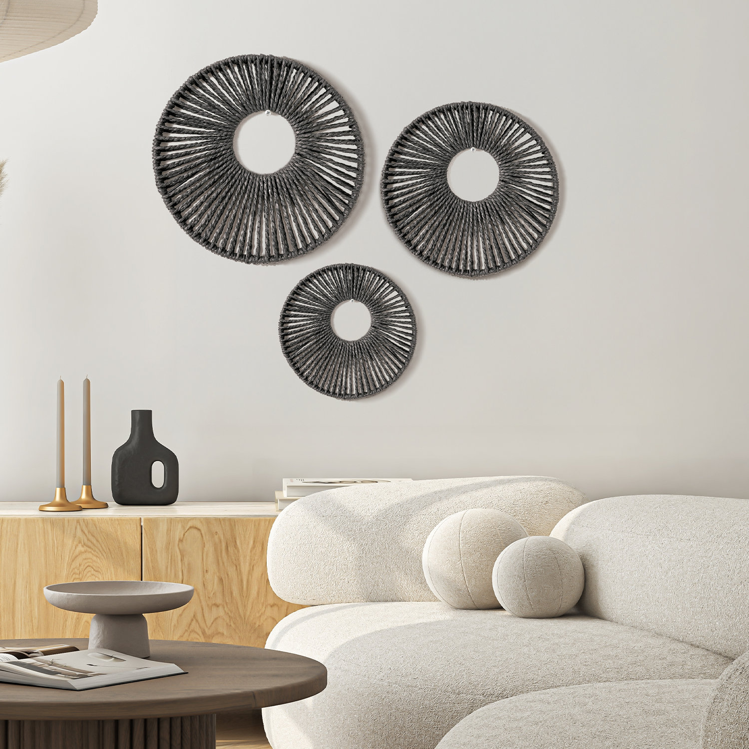 Dakota Fields Molly Round Paper Rope Wall Decor Set of 3 | Wayfair