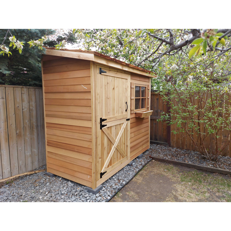 Cedarshed Bayside 8 ft. W x 4 ft. D Western Red Cedar Wood Lean-To Bike ...